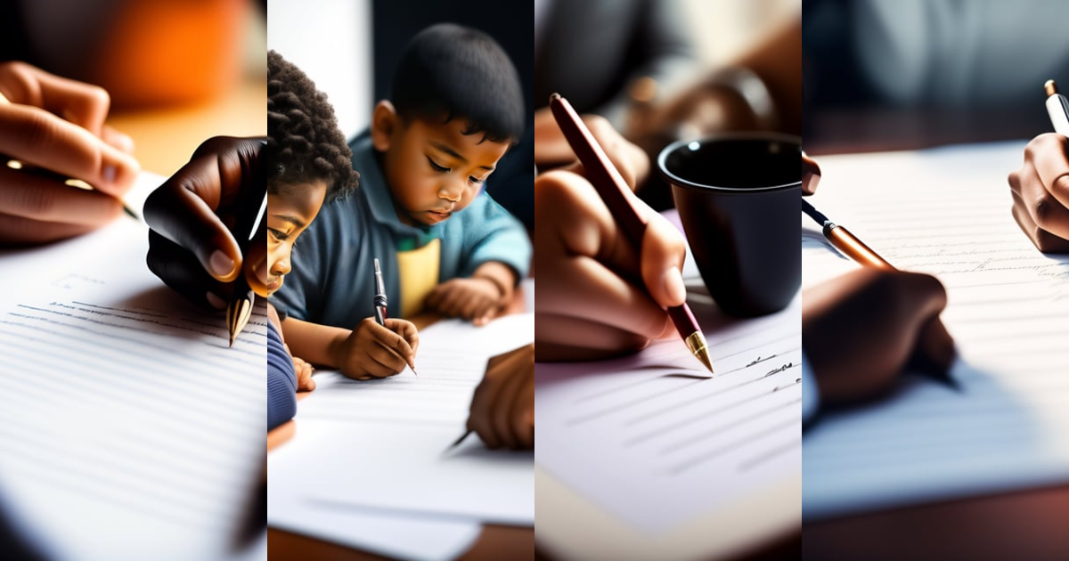 Lexica - A person helping another person to write on a paper at a table