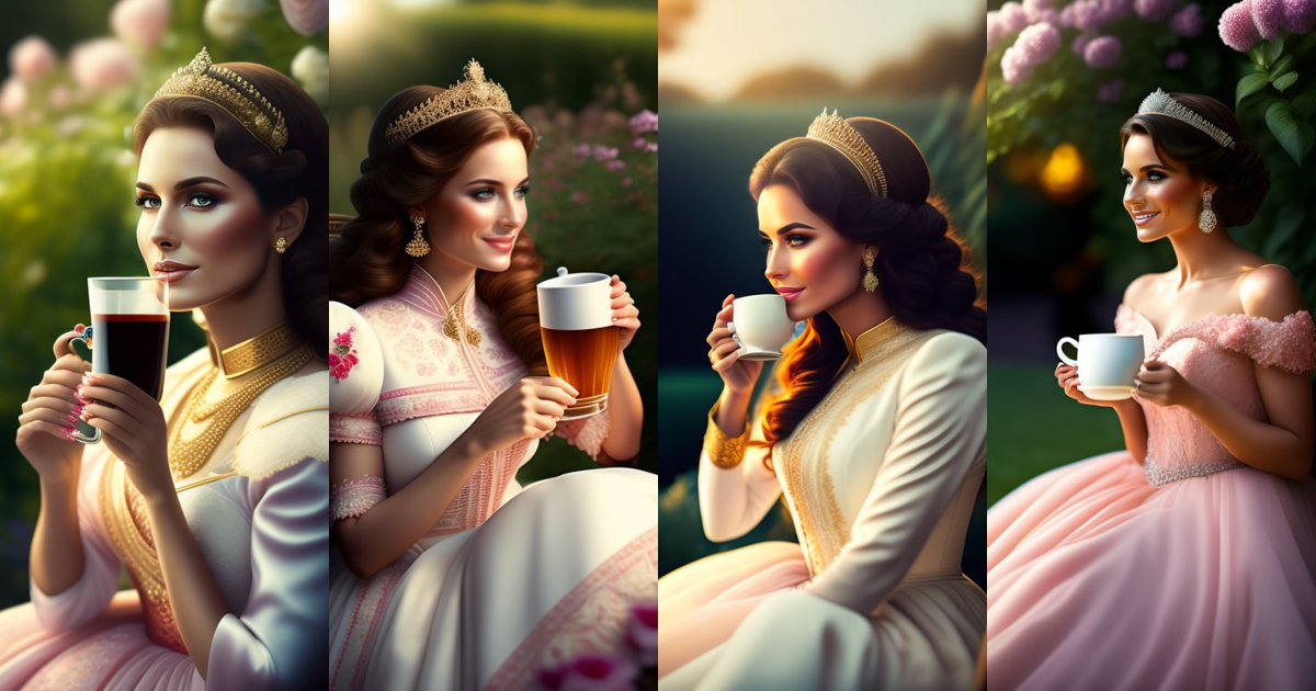 Lexica - Princess drinking coffee in a garden