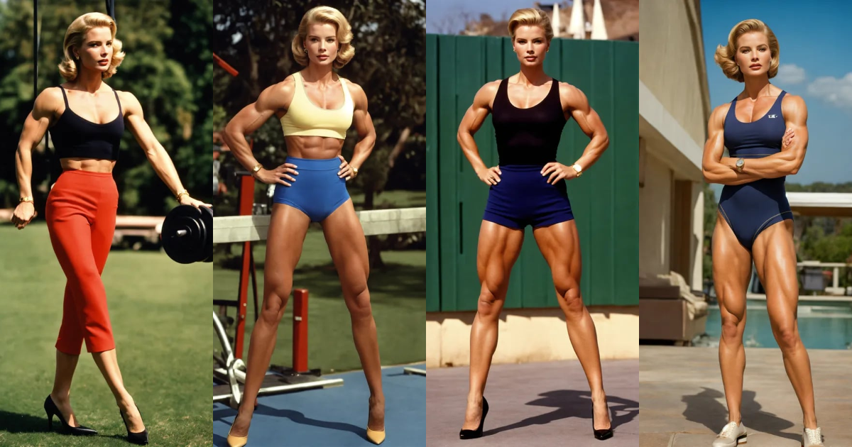 Lexica - Grace Kelly after 10 years of bodybuilding, biceps very big ...
