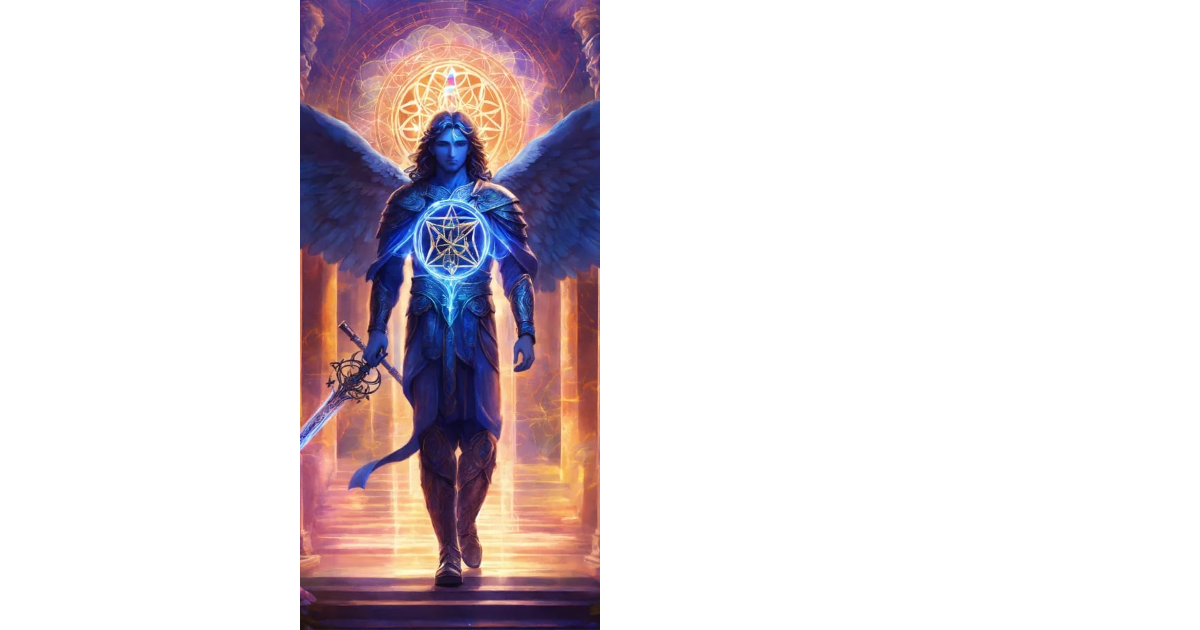 Lexica - Archangel Michael with a middle-aged male face, flower of life ...