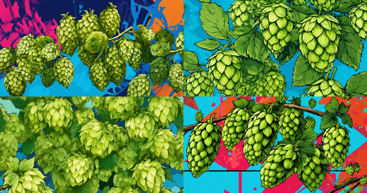 Lexica - Composition of bunches of hops generating a graphic pattern ...