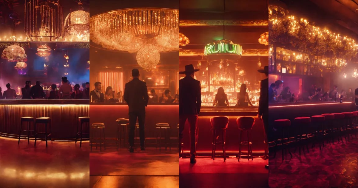 Lexica - Group of syndicate in mexican night club, smoky mood lighting ...