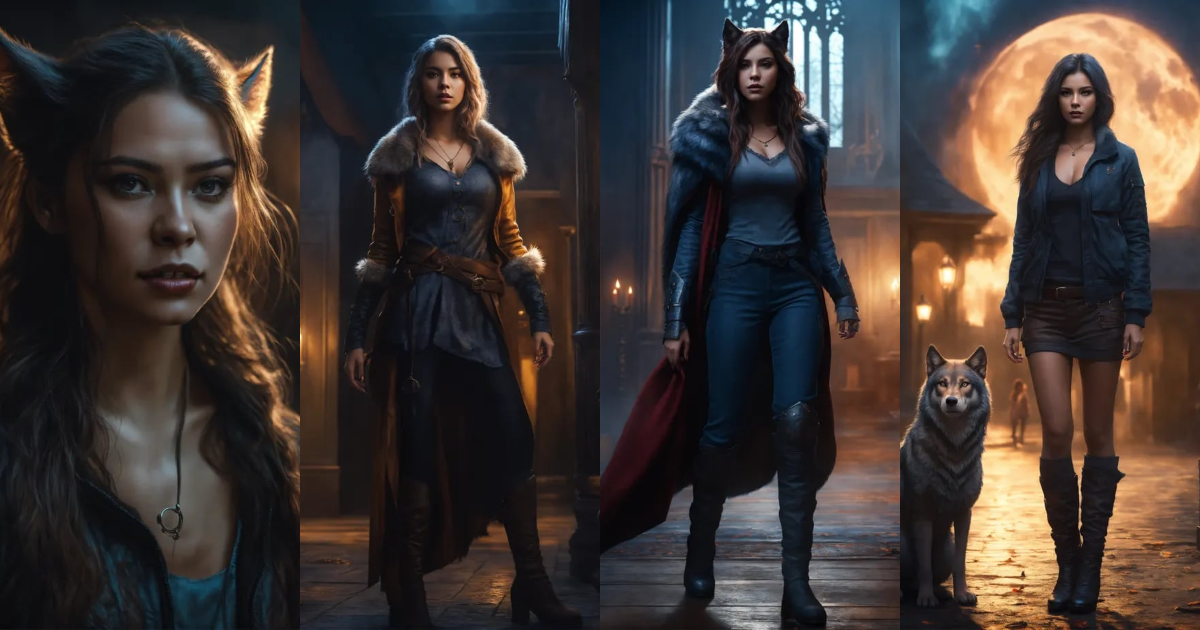 Lexica - Beautiful full body girl in werewolf academy, mystic, dark ...