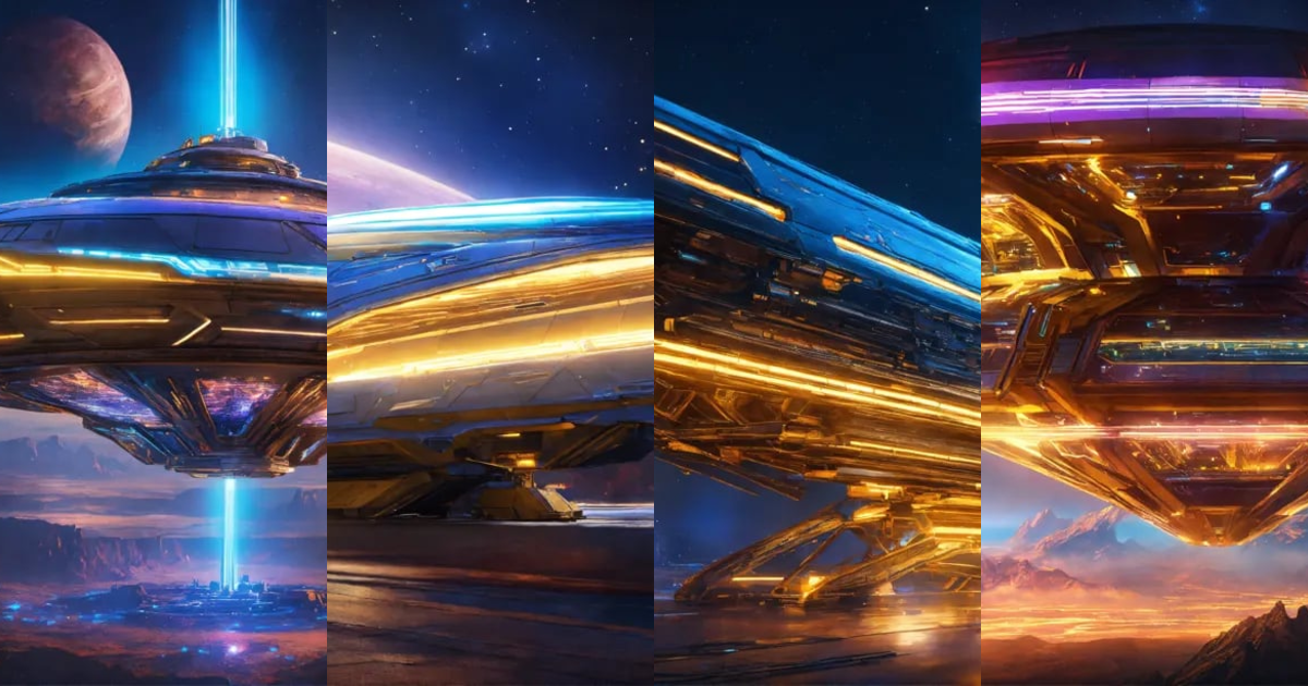 Lexica - Futuristic spaceship,alien design,flying in starry space ...