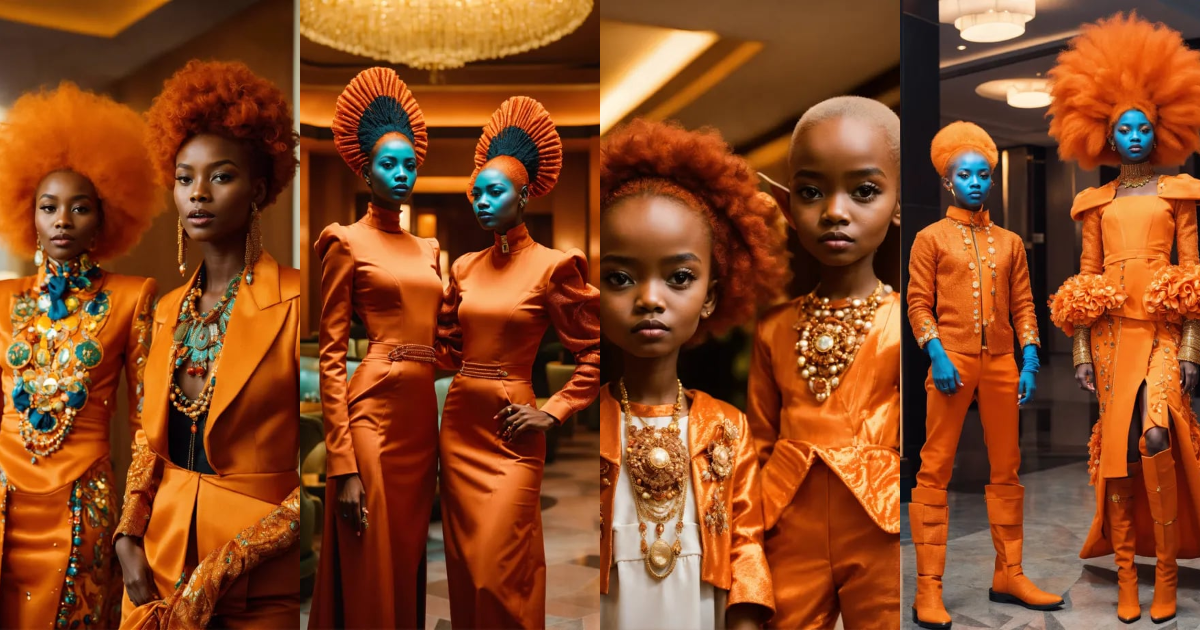 Lexica - Two pretty human looking aliens with dark orange skin, reddish ...