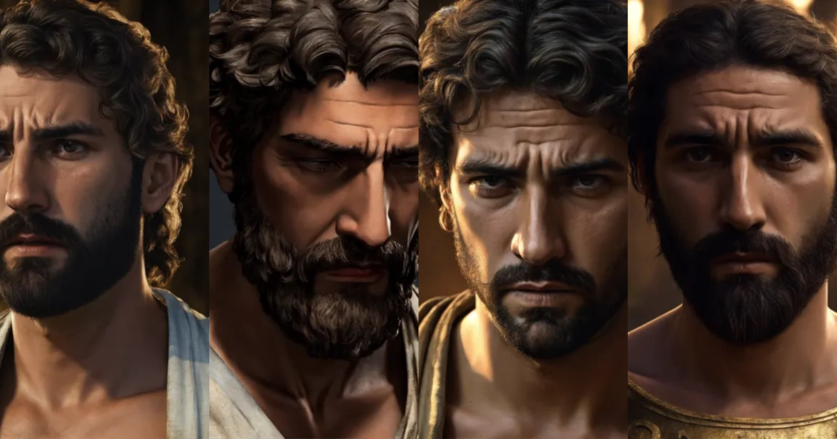 Lexica - Sad greek man, facing front, dark background, ancient greece ...