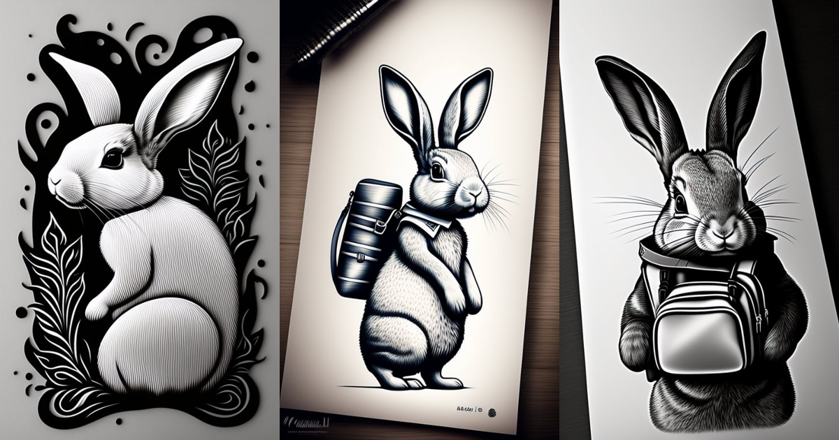 Lexica - Rabbit going to school, line work, simple designs, no color ...