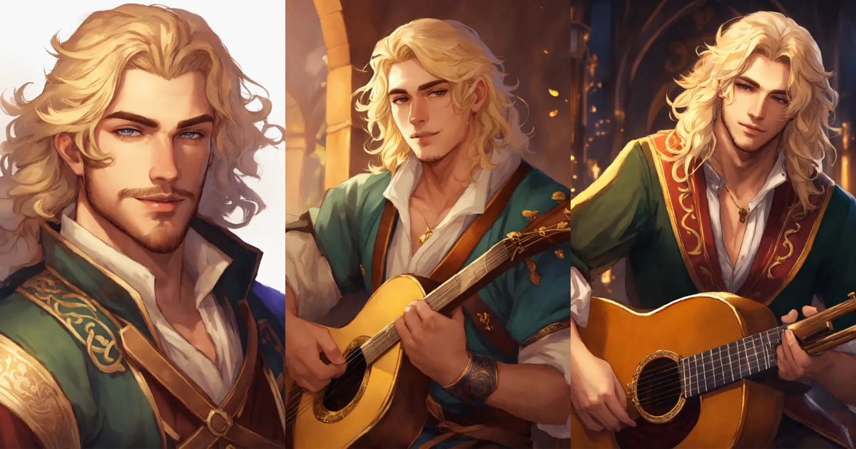 Lexica - A handsome bard with blonde hair dnd character art