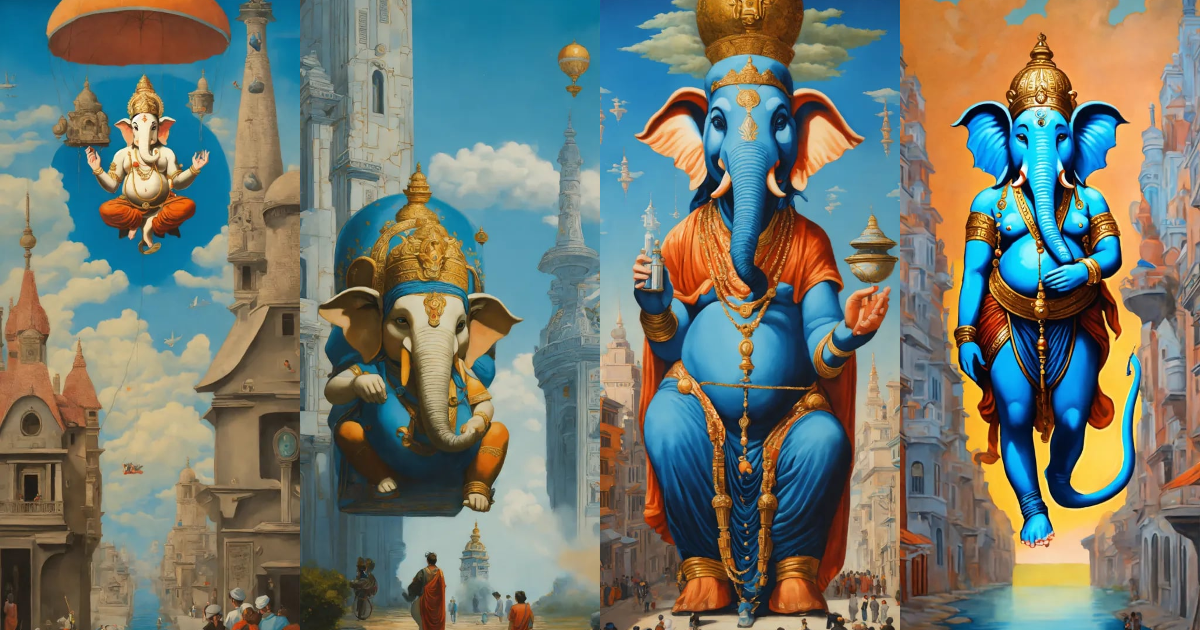 Lexica - Ultra-detailed illustration of "Ganesha with a jetpack" in a ...
