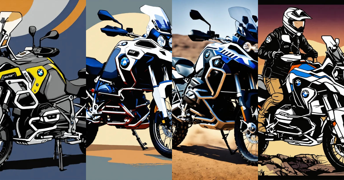 Lexica - BMW GS 1250 Adventure Bike fom Frontsite , in vector logo style for a T-shirt Design