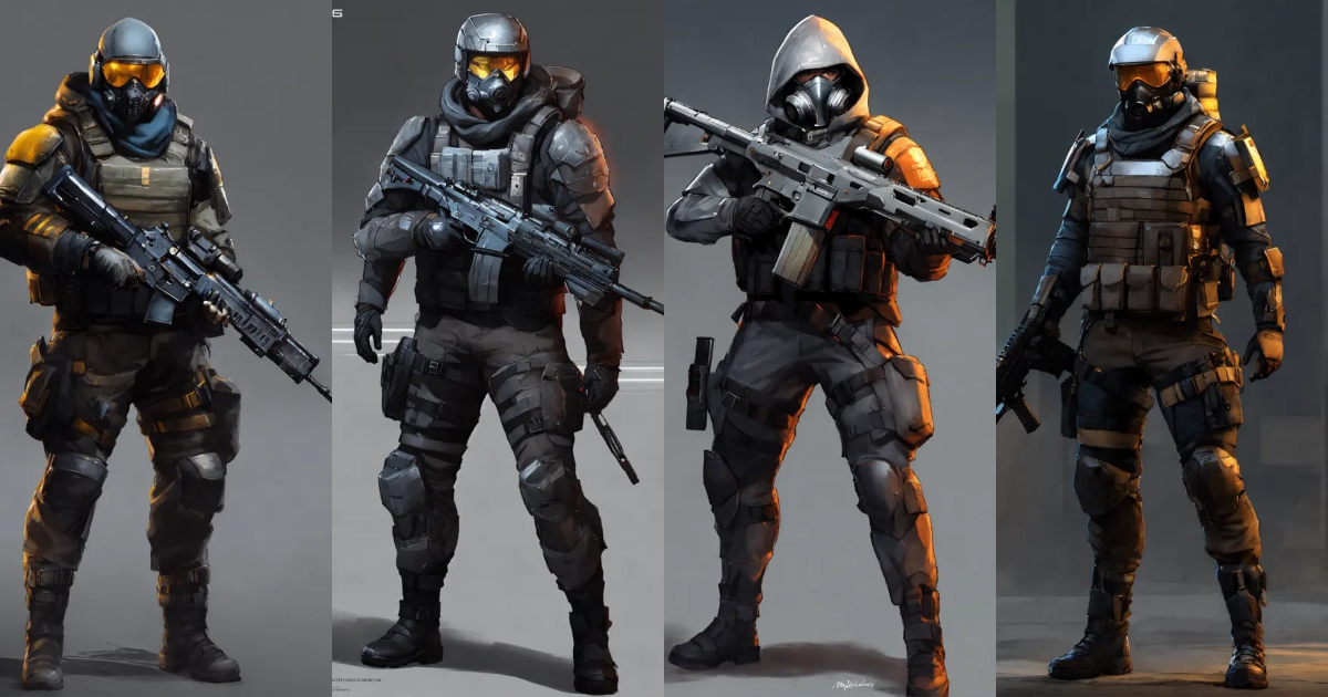 Lexica - Concept art full body, degenesis rpg, urban male mercenary ...