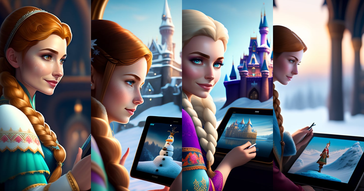 Lexica - Anna of frozen working on a tablet and sitting in the front of ...