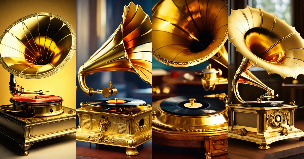 Lexica - Golden gramophone, beautiful detail.