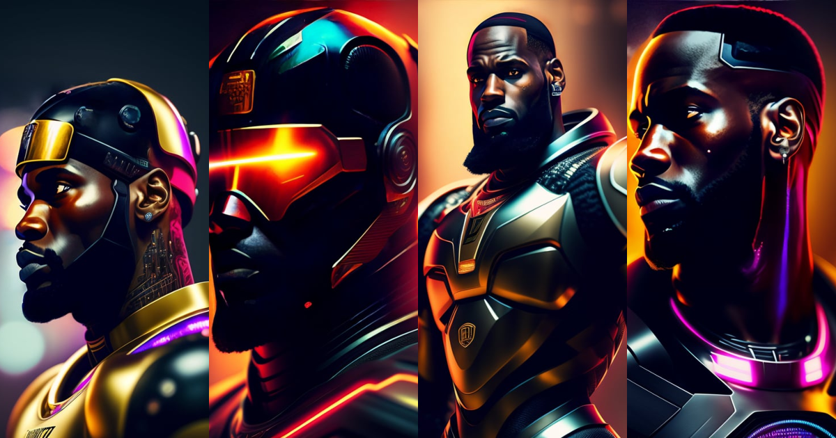 Lexica - Lebron James as a robot, hd, cyberpunk