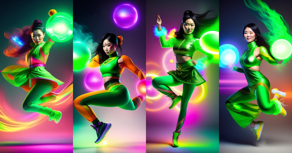 Lexica - Full body greentea peng fighting outfit, jump kick pose ...