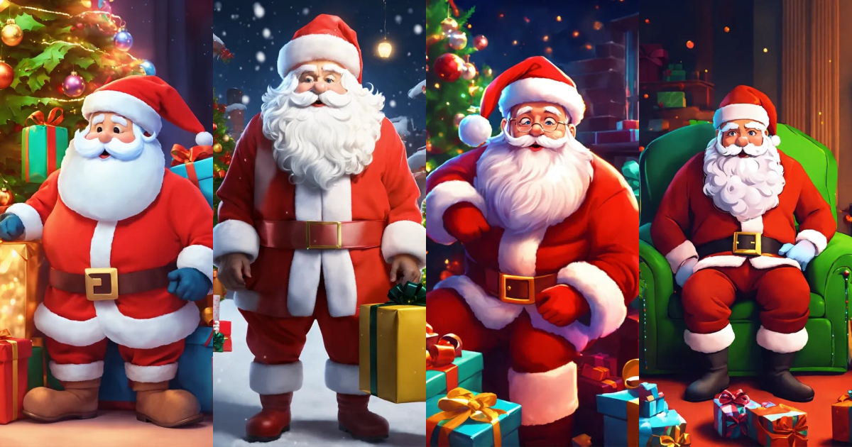 Lexica - Cartoonish sharp Santa Claus during Christmas.8k with presents ...