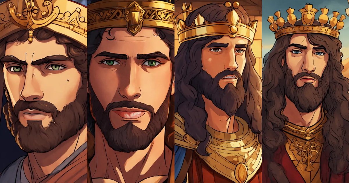 Lexica - 25 year old king jotham from the bible, 2d cartoon, face closeup