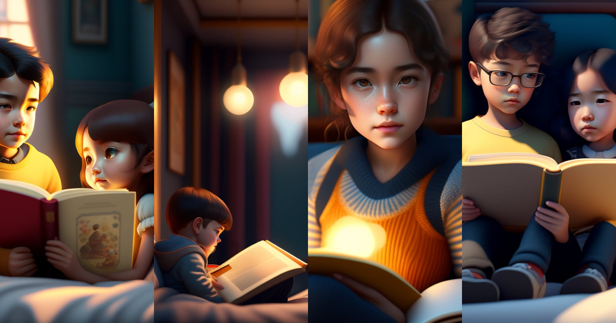 Lexica - Girl and boy reading a book ,unreal engine, bedroom ...