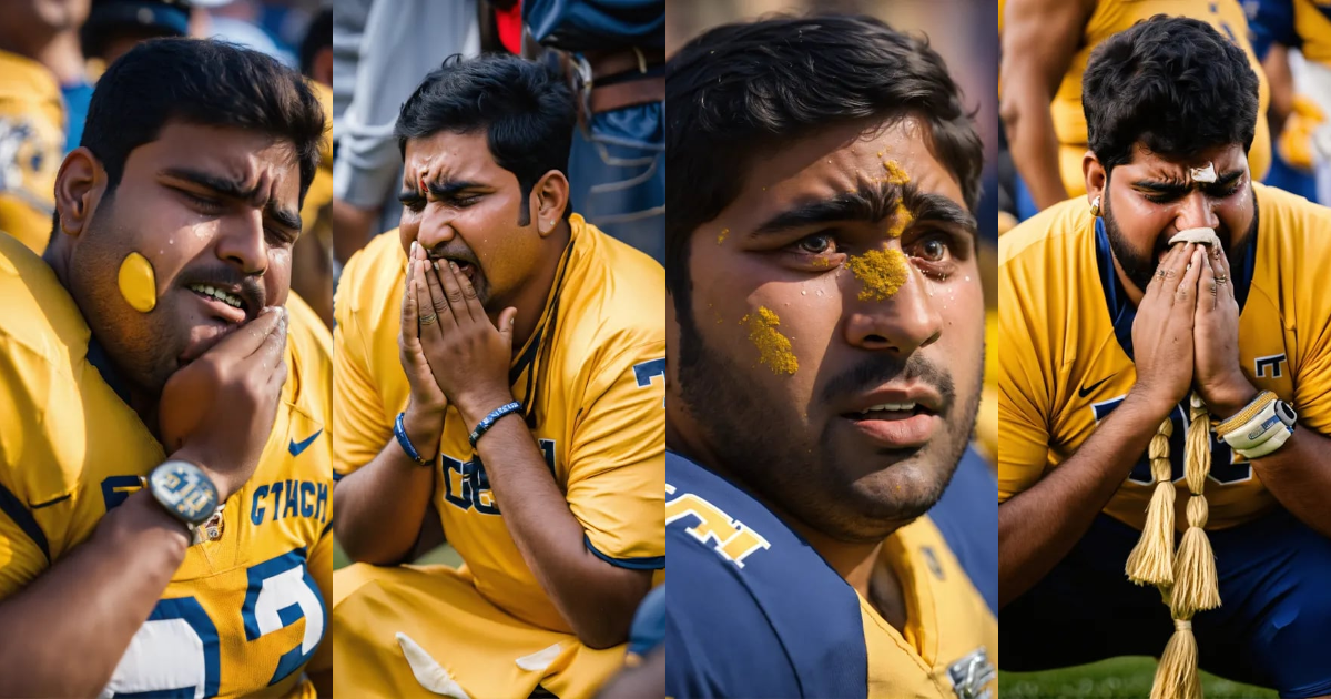 Lexica - Male indian college aged Georgia Tech football fan crying
