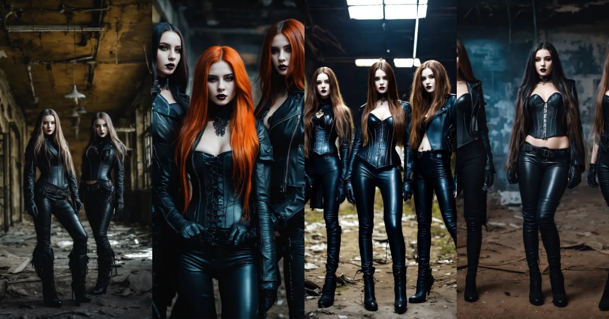 Lexica - Three stunning young russian goth women with very long hair ...