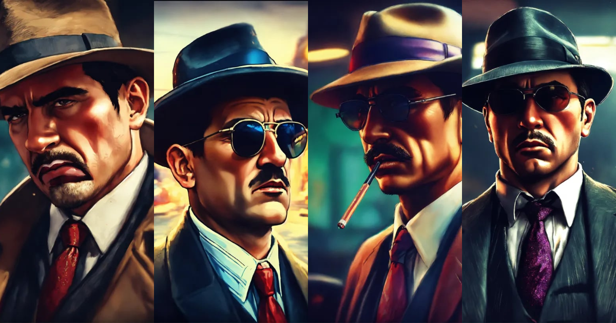 Lexica - Mafia gangster in 50´look, a caricatured, soft thin pencil ...