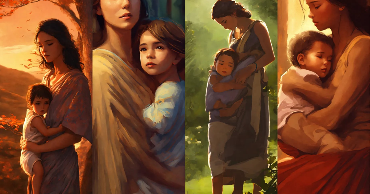 Lexica - Mother protecting child digital drawing
