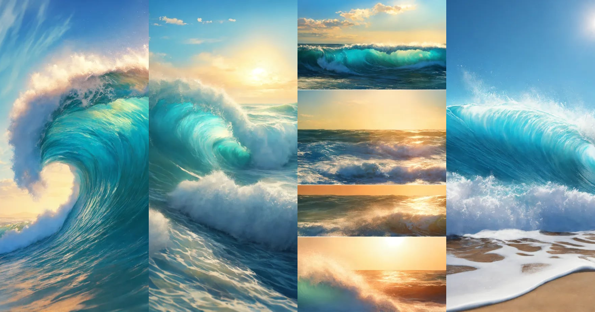 Lexica - Sea wave long , noon, daylight(blue sky),sea wave with foam ...