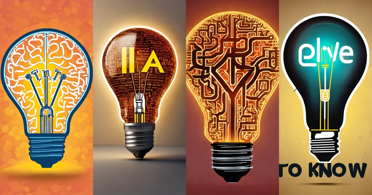 Lexica - "To Know IA" logo brain light bulb 2D modern font. "To Know ...