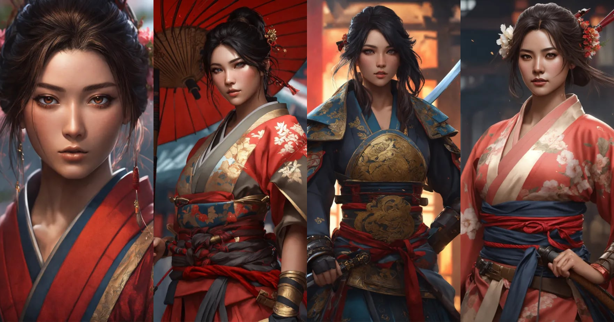 Lexica - "female Japanese ronin", heroine, katana, samurai, full body ...