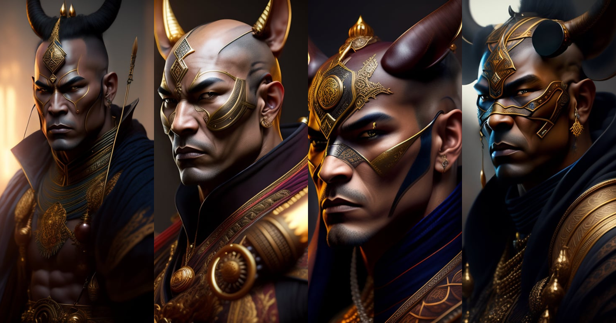 Lexica - A caucassian archer 45 years old, shaved head, oni mask ...
