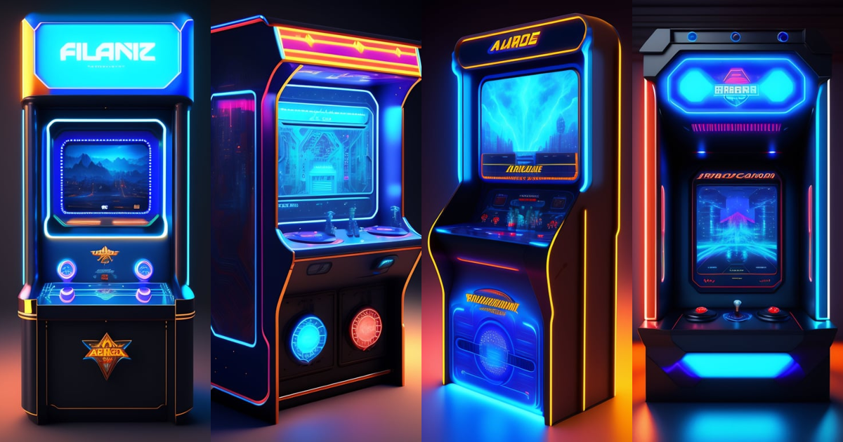 Lexica - Black Futuristic arcade cabinet, with circuit boards on the ...