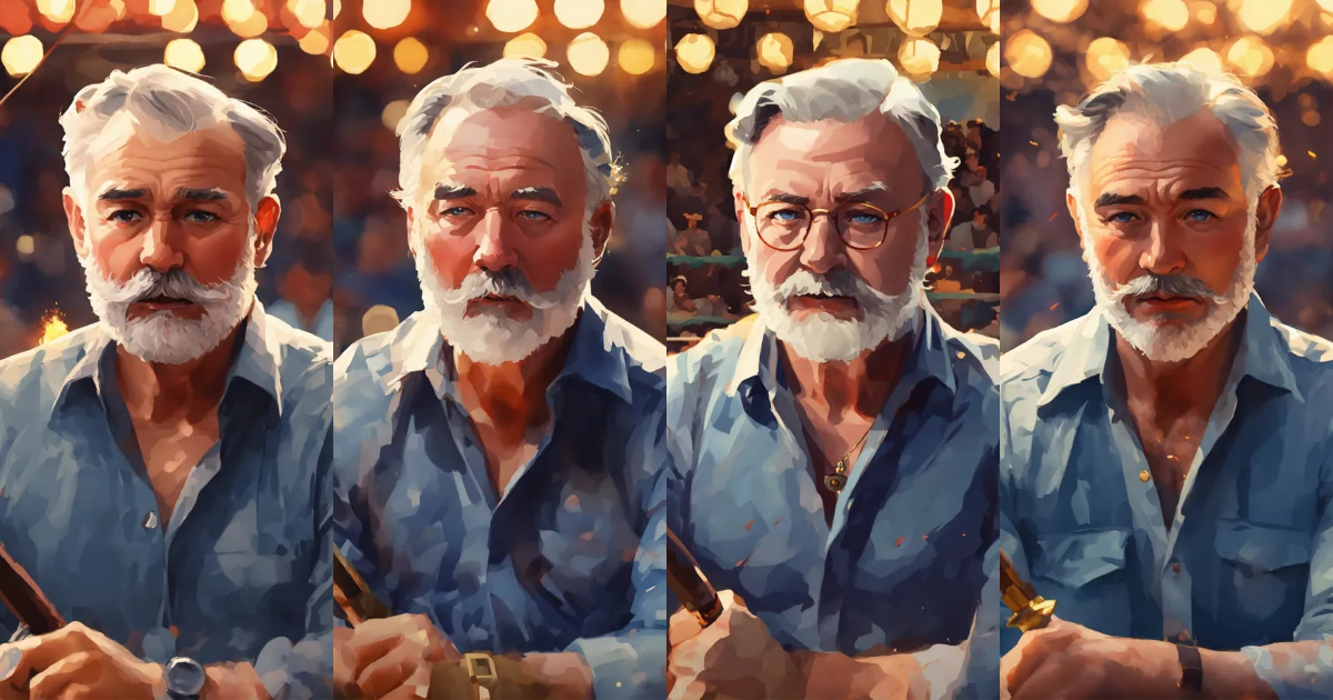 Lexica - Ernest Hemingway fighting a bull in a traditional bullfight ...