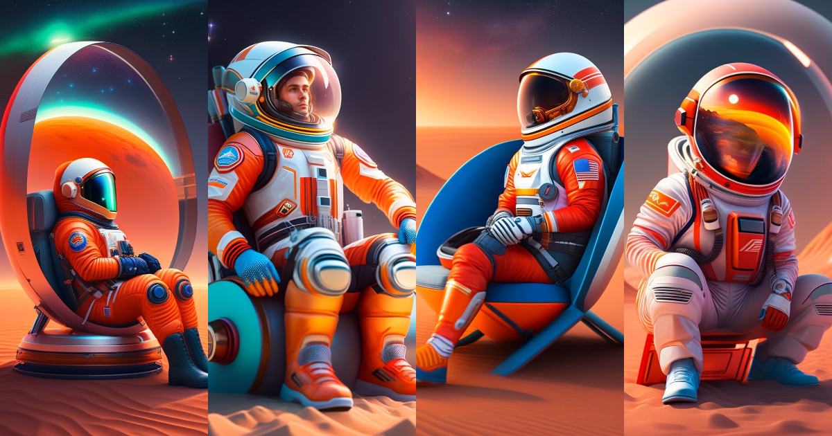 Lexica - An astronaut resting on mars in a beach chair, vibrant ...