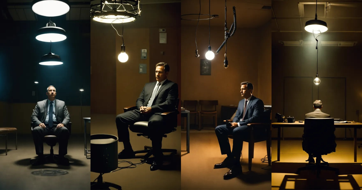 Lexica - An FBI Agent sitting in a chair in an interrogation room ...