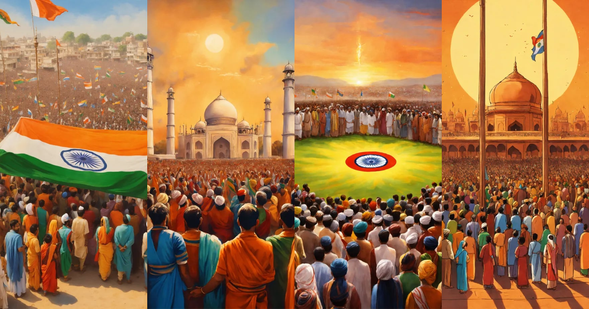 Lexica - A hand drawn painting of a gathering of Indian people, they ...