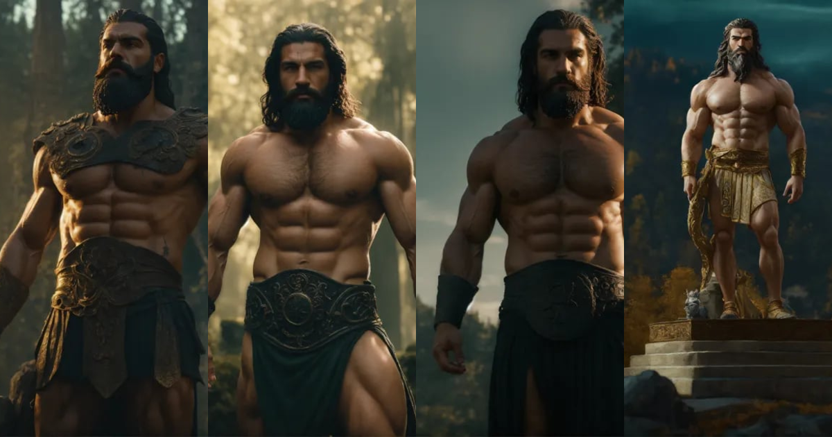 Lexica - A muscular statue of a strong Greek man with a beard and scars ...