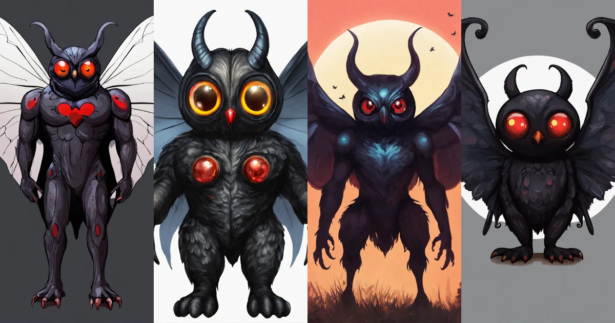 Lexica - Cute black Mothman png on white backgroundb