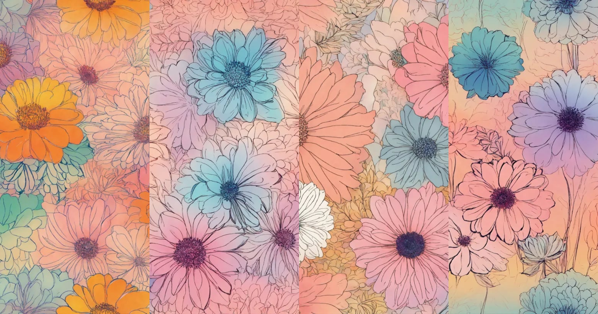 Lexica - Text illustration graphic line drawn flowers in pastel ...