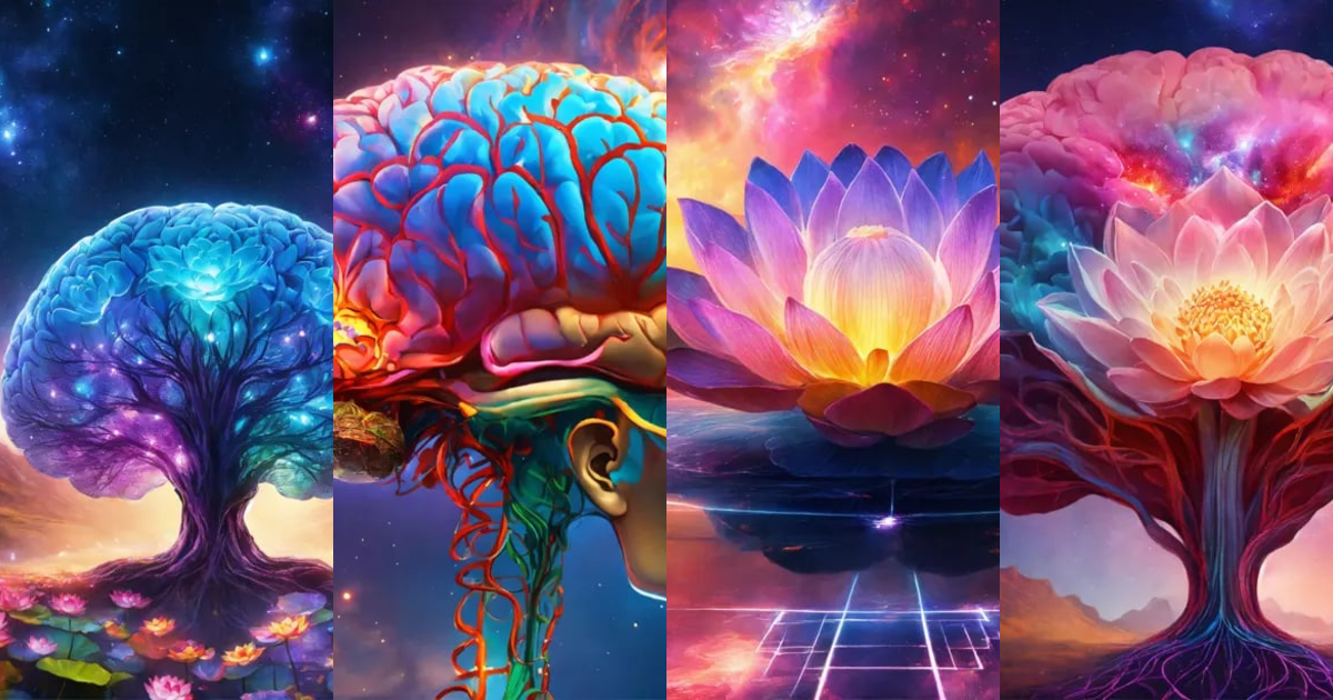 Lexica - Human brain is exuding magical light of vibrant colors, put a ...