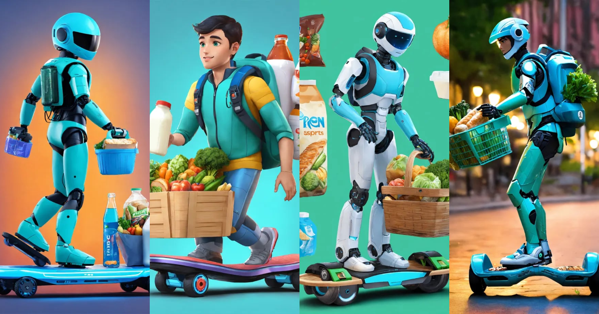 Lexica - A passionate male robot on hoverboard, realistic man face ...