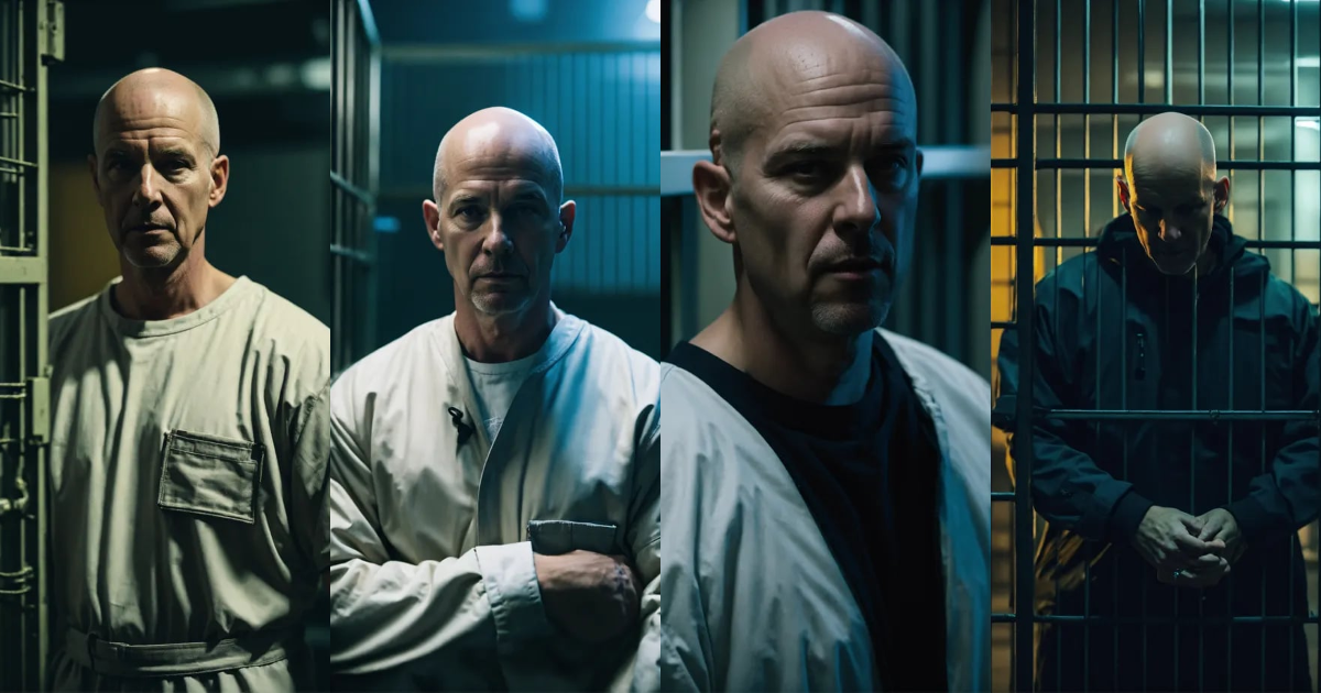 Lexica - White bald male in prison, realistic , 8k resolution, hyper ...
