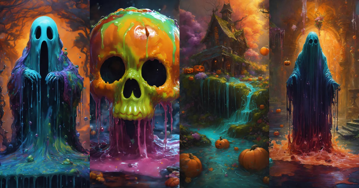 Lexica - Splash art, a quirky liquid portrait of a spooky ghost, splash ...