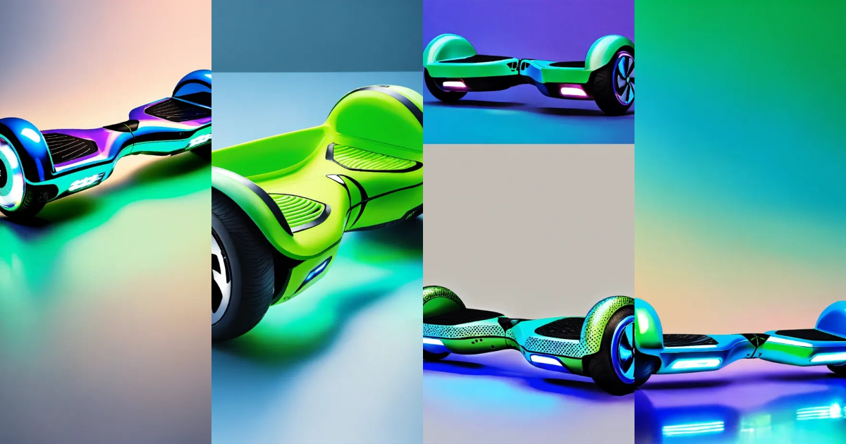 Lexica - Hoverboard on plain background. the hoverboard need to position straight . Green and ...