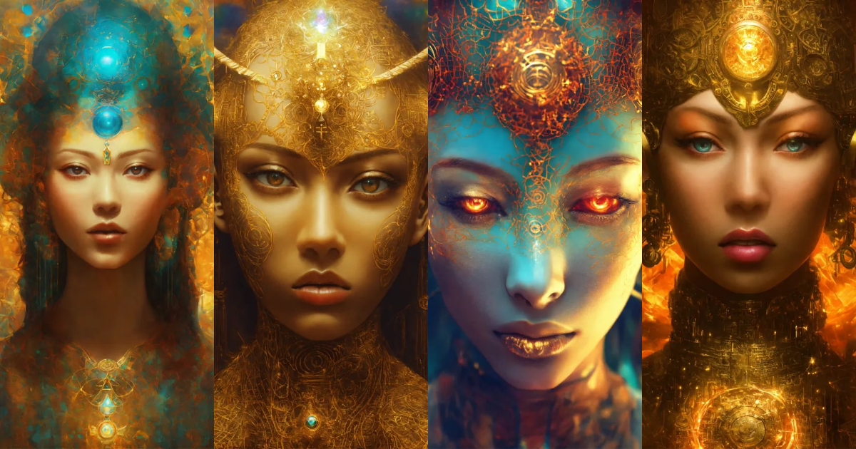 Lexica - Divine ethereal humanoid face subconscious mind mad ting