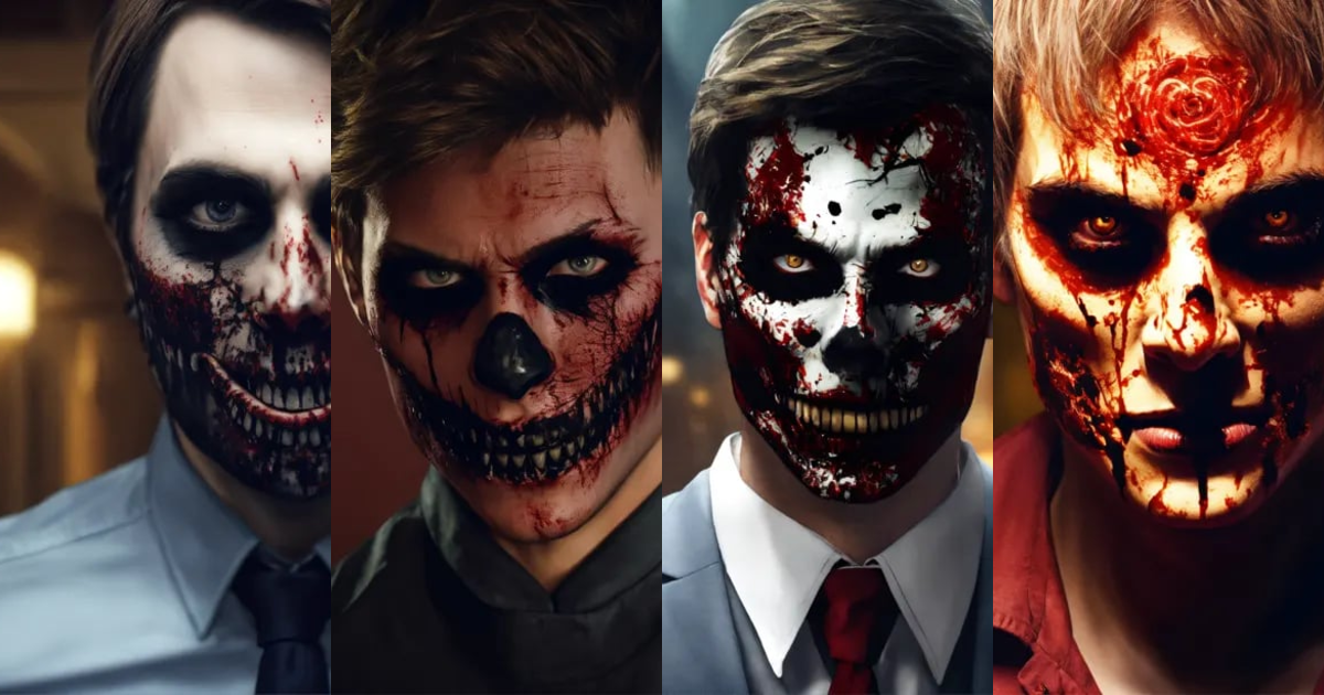 Lexica - Create a realistic picture of a psychopath with a scary face