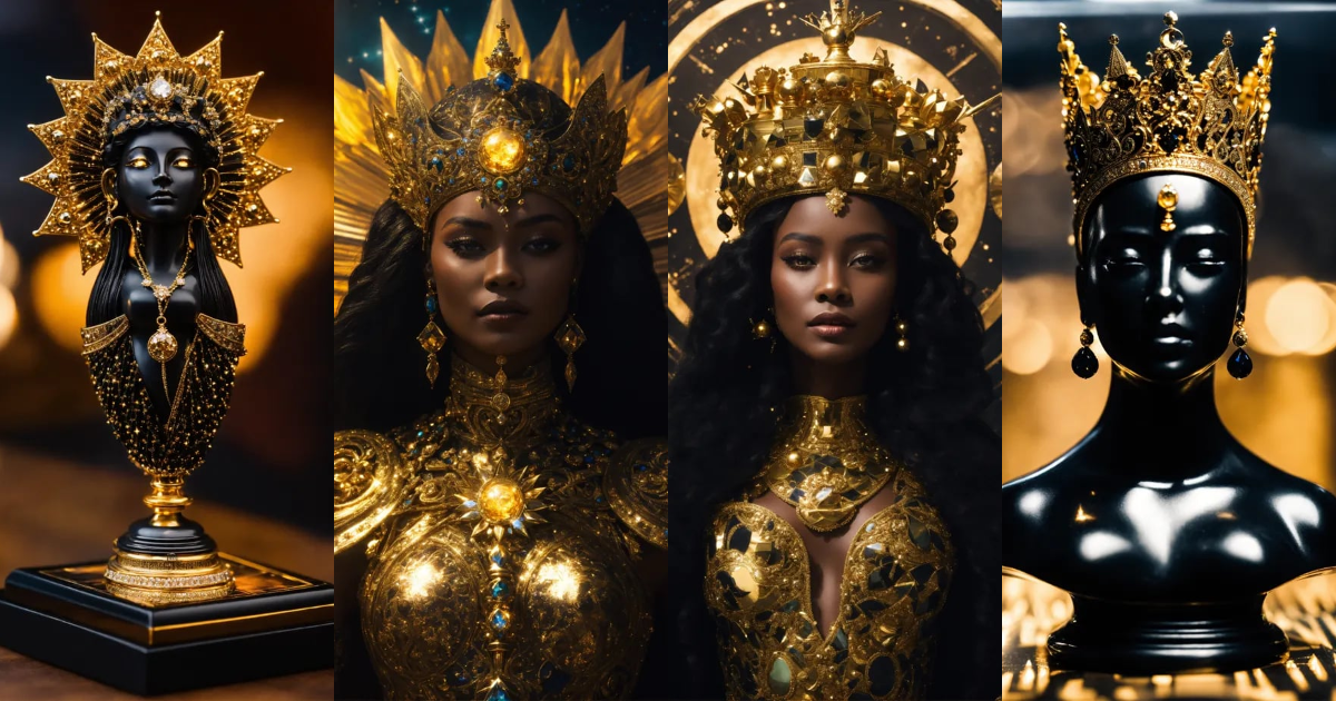 Lexica - Minimalism. Black Solar Queen with long oversized flowing hair ...