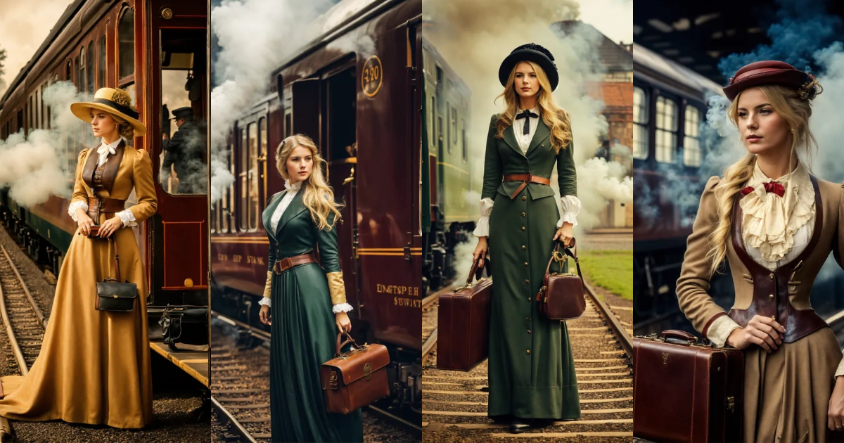 Lexica - Year 1890, English country railway station, stopped train ...