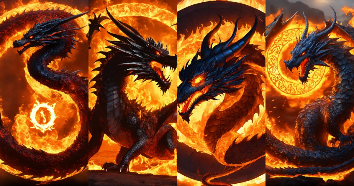 Lexica - A beautifully intense dragon with orange (FF5500) features ...