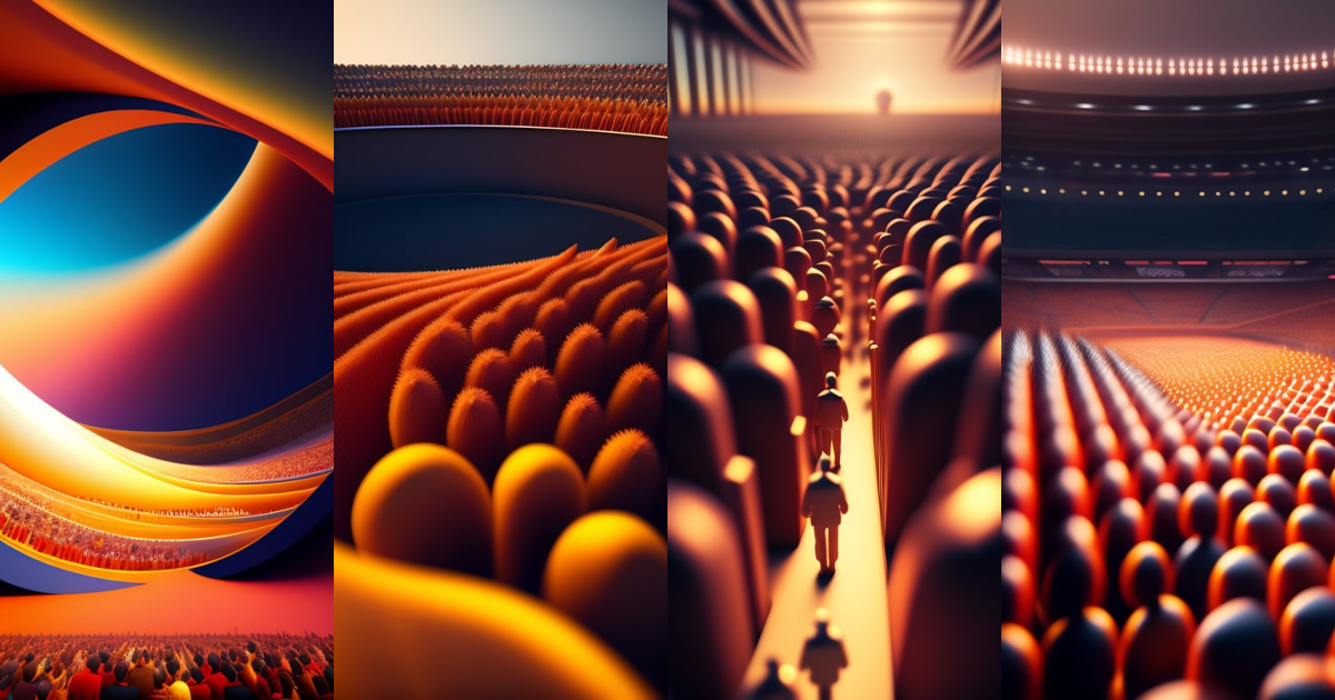 Lexica - Crowd, 3D, SCA art, abstract, cgi