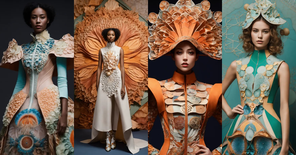 Lexica - Female model wearing Avant-garde structured designs inspired ...